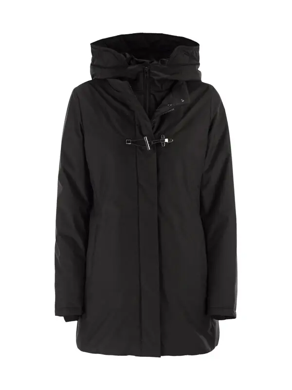 FAY Technical Gabardine Toggle Coat - Black