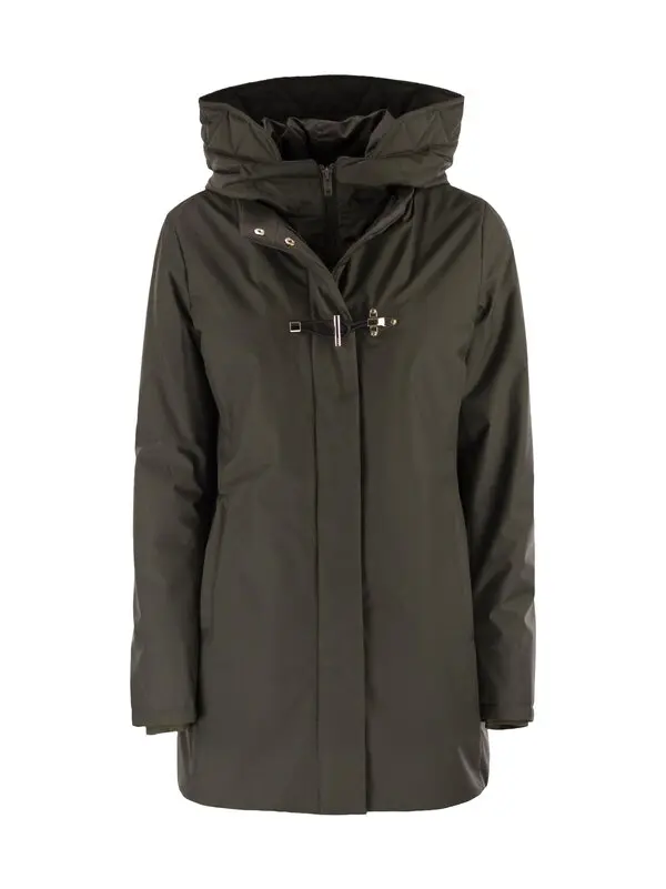 FAY Technical Gabardine Toggle Coat - Green