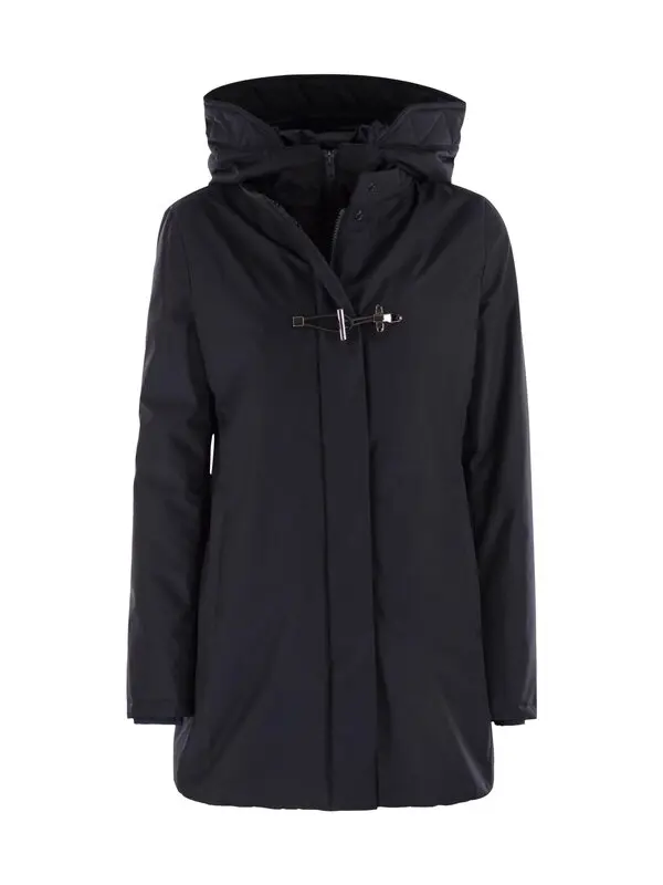 FAY Technical Gabardine Toggle Coat - Blue
