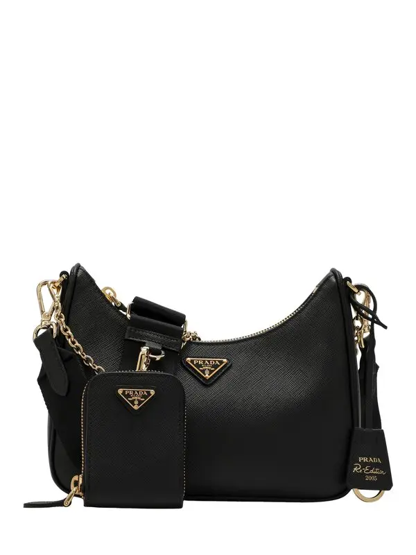Prada Re-edition 2005 Saffiano Leather Shoulder Bag - Black
