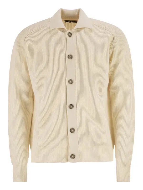 Peserico Pescarico English Ribbed Wool Cardigan - Cream