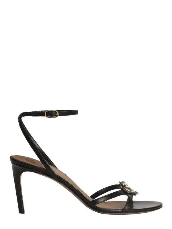 Dolce & Gabbana Heart Motif Stiletto Heel Sandals - Black
