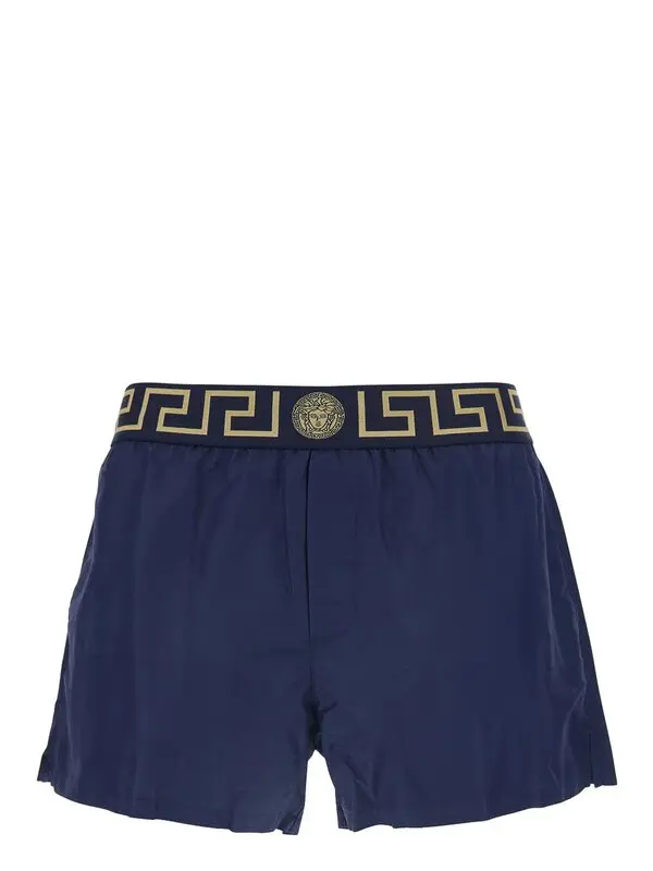 Versace Tech Fabric Swim Shorts With Greca Detail - Multicolor