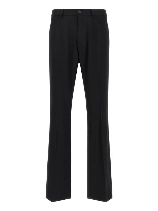 Balenciaga Stretch Wool Ruffle Leg Pants - Black