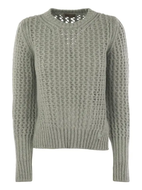 Herno Alpaca And Wool Blend Knitwear With Openwork Stitching - Multicolor