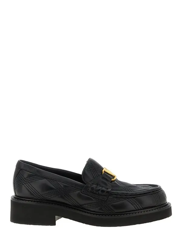 Valentino Garavani Quilted Leather Loafers With Vlogo Signature Detail - Black