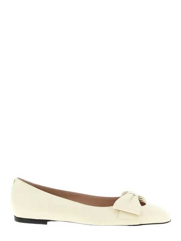 Valentino Garavani Bowow" Ballet Flats With Contrast Bow Detail - White