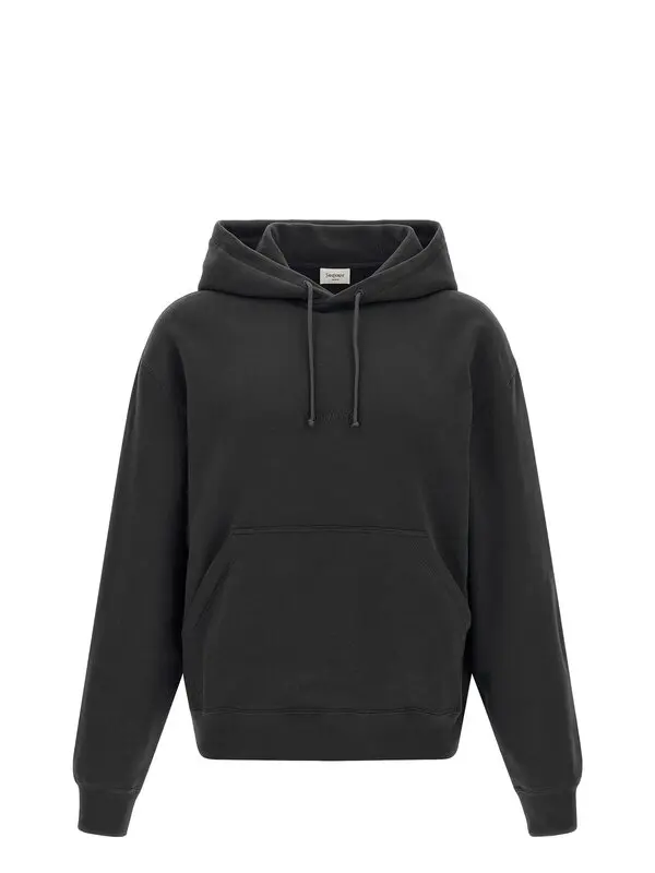 Saint Laurent Embroidered Cotton Hoodie - Gray