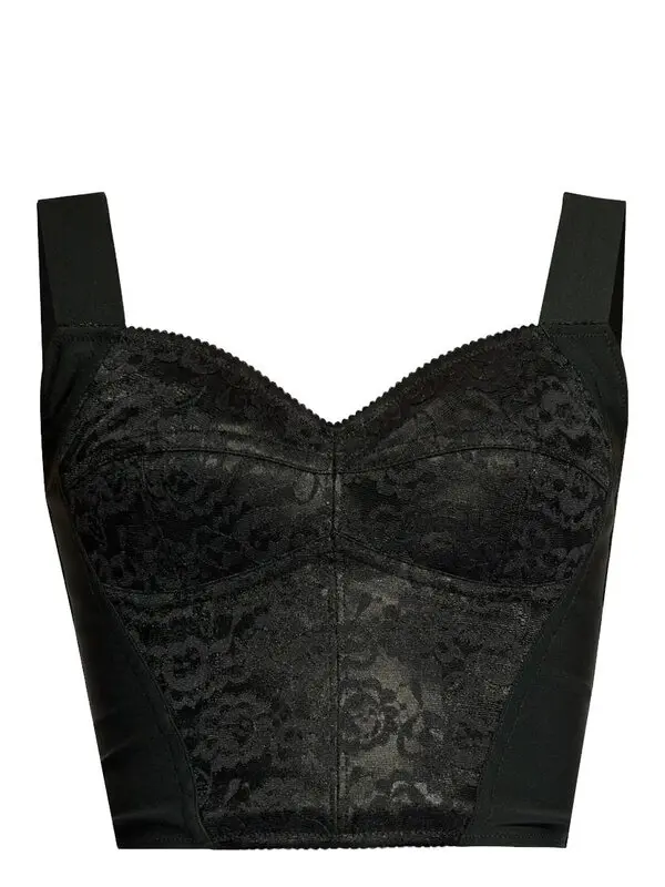 Dolce & Gabbana Floral Print Corset Top - Black