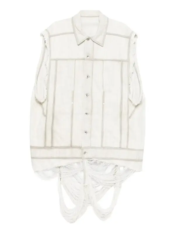 Rick Owens Sleeveless Fringed Hem Vest - Cream