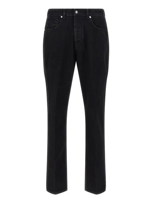 Givenchy Straight Leg Jeans With Embroidered Logo - Black