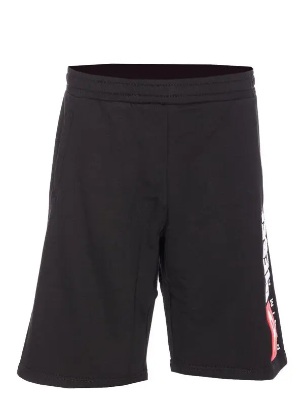 DIESEL® Logo Detail Cotton Shorts - Black