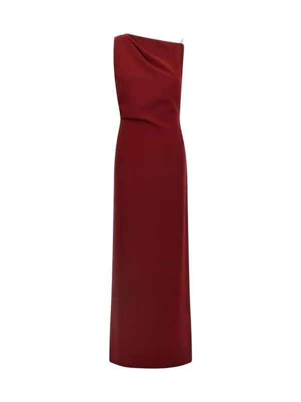 Max Mara Pentola' Asymmetrical Cady Dress With Removable Rhinestone Chain Strap - Multicolor