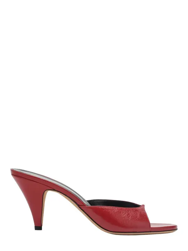 JUDE Haze Leather Mule Sandals - Red