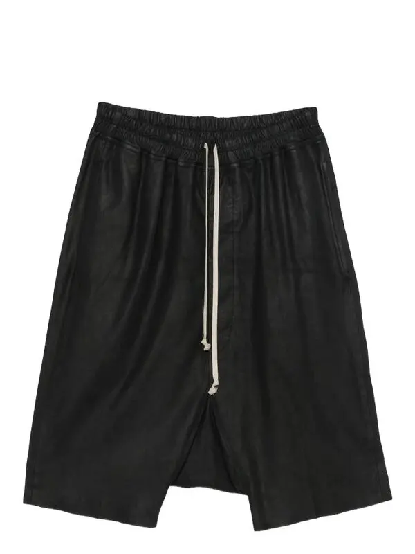 Rick Owens Drop-crotch Lamb Skin Shorts - Black