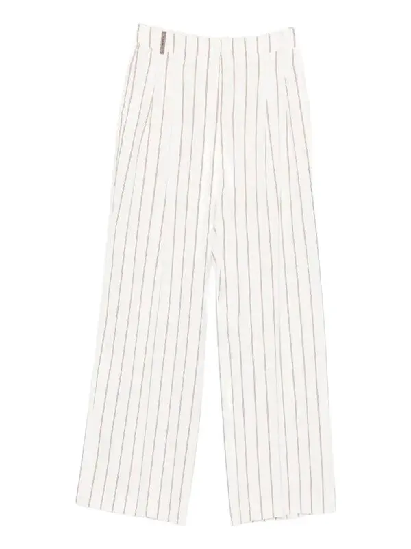 Peserico Linen Striped Wide-leg Trousers - Multicolor