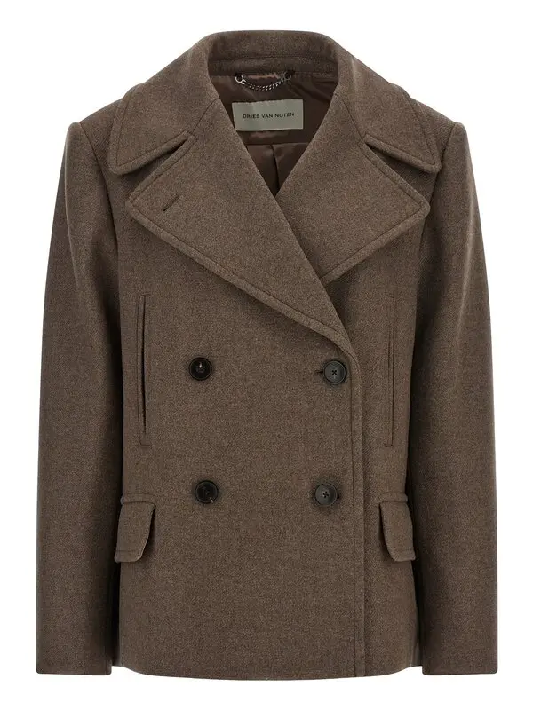 Dries Van Noten Vafel Mélange Wool Blend Coat - Brown