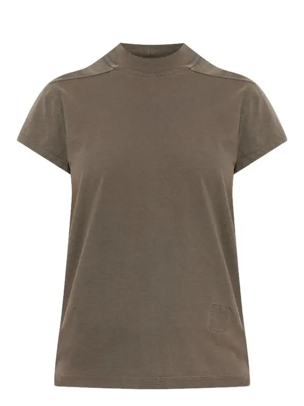 Rick Owens Mock Neck Short Sleeve Top With Patch Pocket - Brown