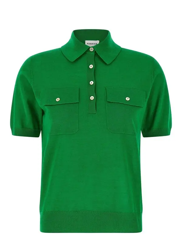 P.a.r.o.s.h Wool, Silk, And Cashmere Blend Polo Shirt - Green