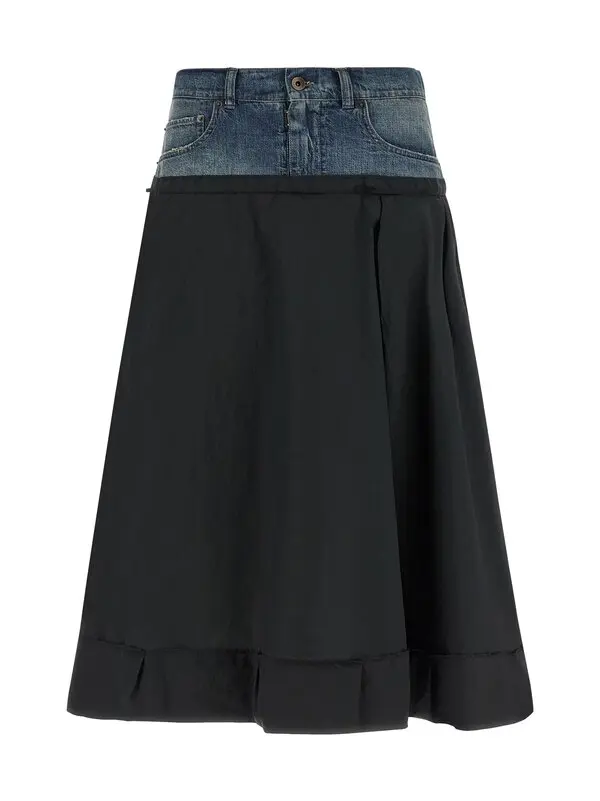 MAISON MARGIELA Midi Skirt With Denim Insert - Multicolor