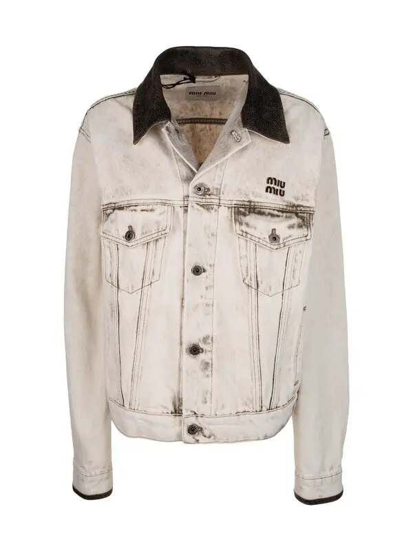 Miu Miu Embroidered Denim Jacket - Multicolor