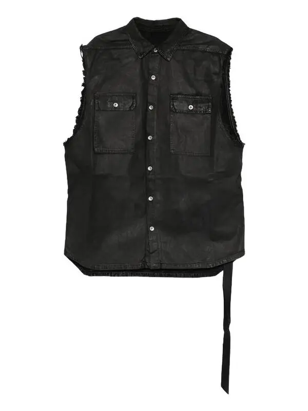Rick Owens Sleeveless Waistcoat With Fringed Detail - Black
