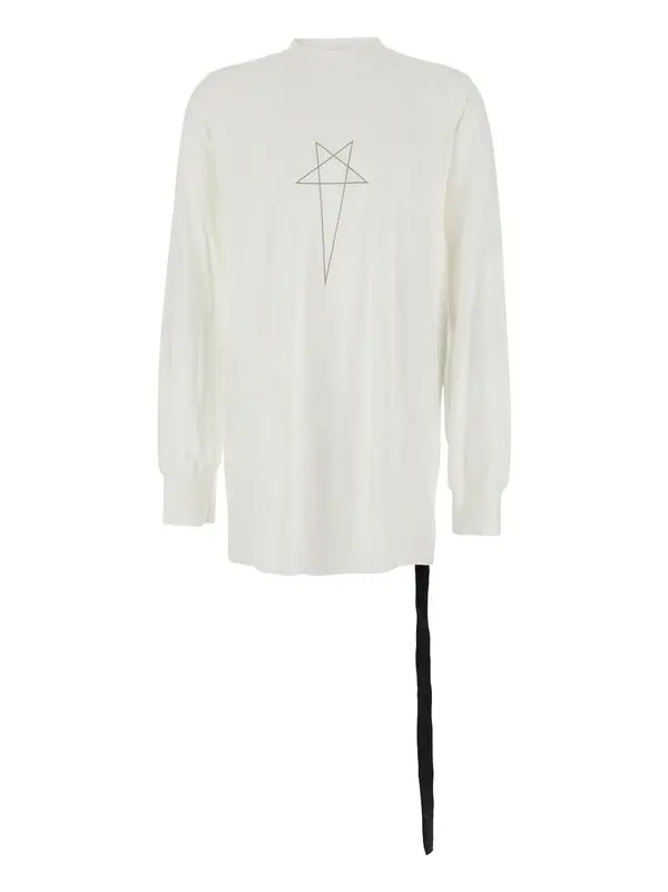 Rick Owens Crewneck T-shirt With Logo Print On The Front In Cotton - Multicolor