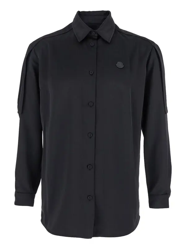 Moncler Tech Fabric Shirt With Logo Patch - Multicolor