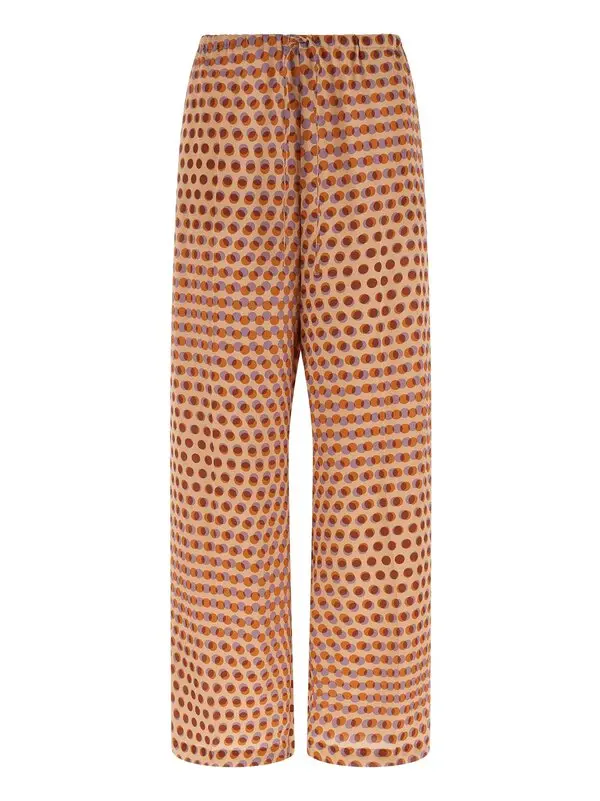 Dries Van Noten Puvis Long Silk Polka Dot Wide Leg Pants - Multicolor