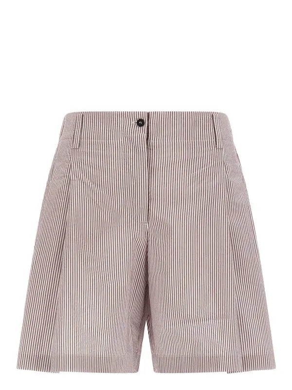 Brunello Cucinelli Baggy Striped Cotton Blend Shorts - Multicolor