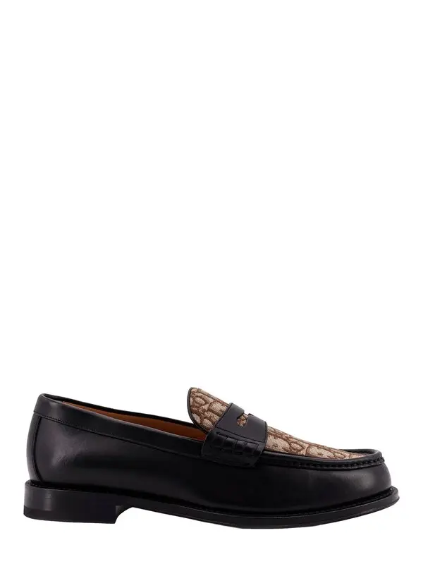 Dior Leather Loafers With Oblique Detail - Multicolor