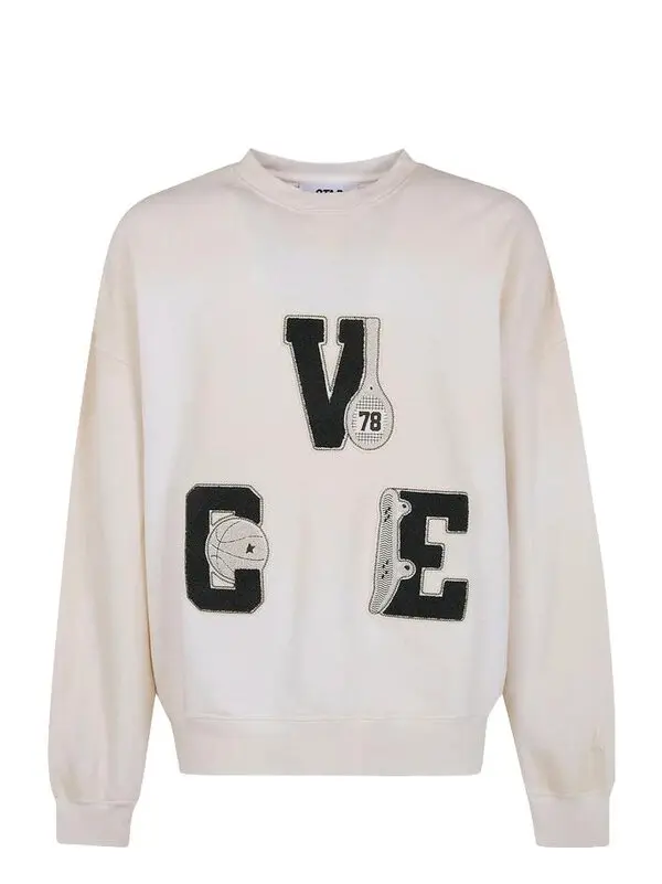 GOLDEN GOOSE Vce" Graphic Crew Neck Long Sleeve Sweatshirt - Cream