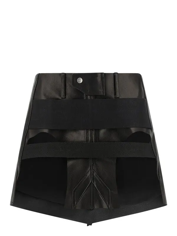 Rick Owens Leather Temple Skirt - Black