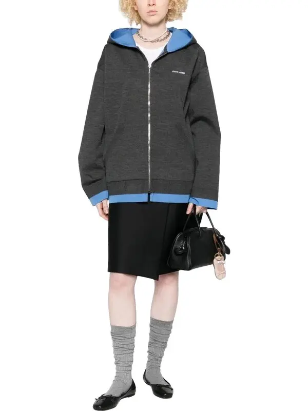 Miu Miu Wool Zip-up Hooded Jacket - Multicolor