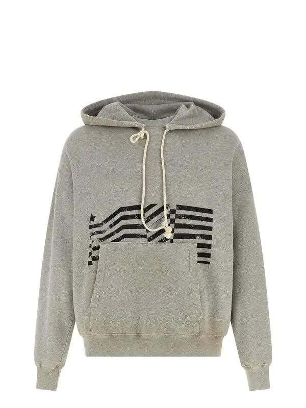 GOLDEN GOOSE Journey" Mélange Cotton Hoodie With Watercolor Effect Print - Gray