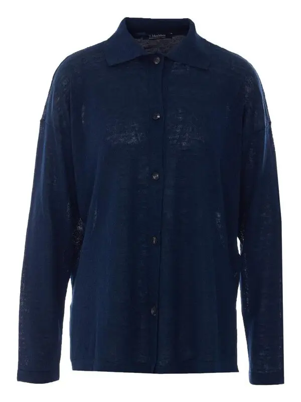 Max Mara Smmorigine" Flax Cardigan - Blue