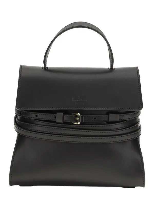 Moschino Tie Me Leather Handbag - Black