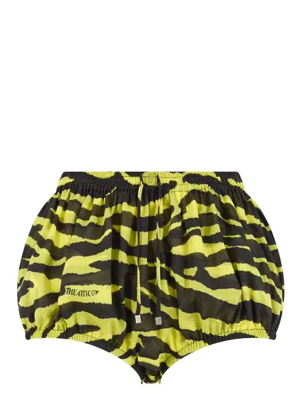 Attico Zebra Print Cotton Muslin Shorts - Multicolor