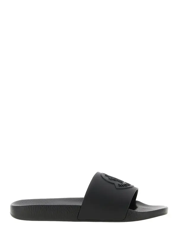 Moncler Basile Rubber Slides With Embossed Logo - Black