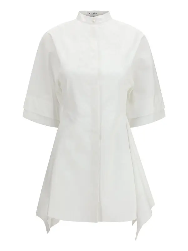 Alaïa Panelled Poplin Dress - White