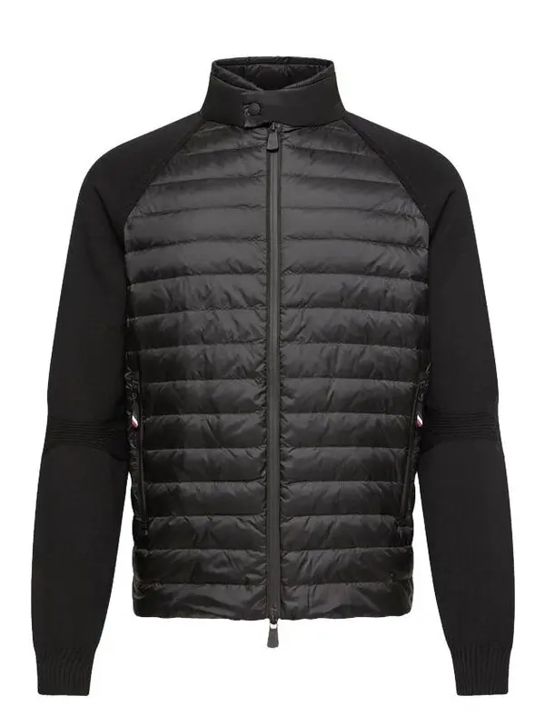 Moncler Quilted High Neck Zip Up Jacket - Black