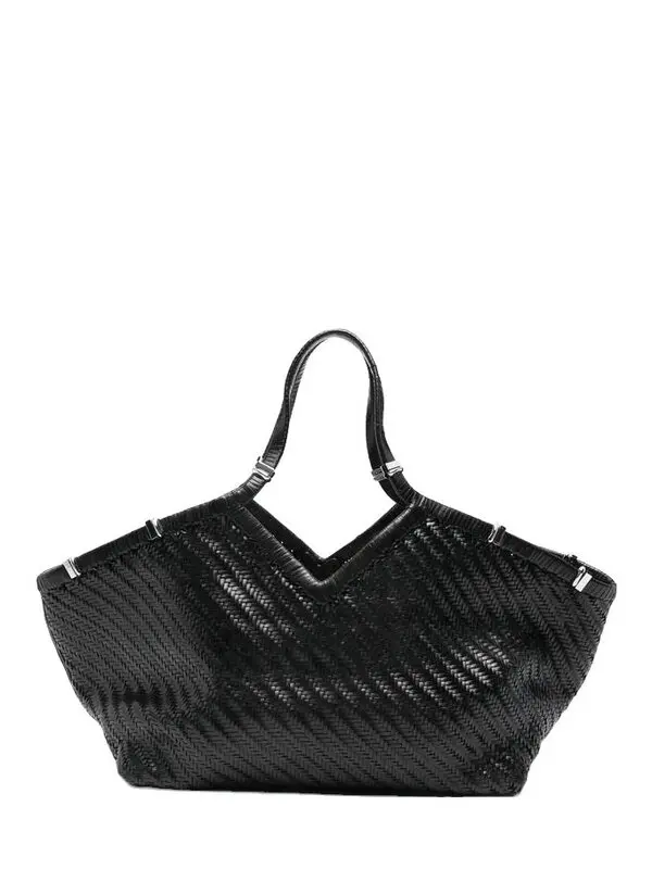 Benedetta Bruzziches Woven Top Handle Tote Bag - Black