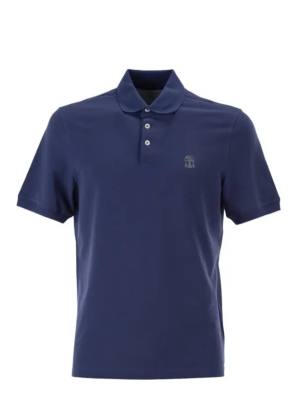 Brunello Cucinelli Cotton Polo Shirt With Printed Logo - Multicolor