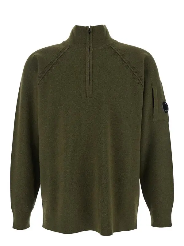 C.P. COMPANY Wool Turtleneck Sweater With Logo Plaque - Multicolor
