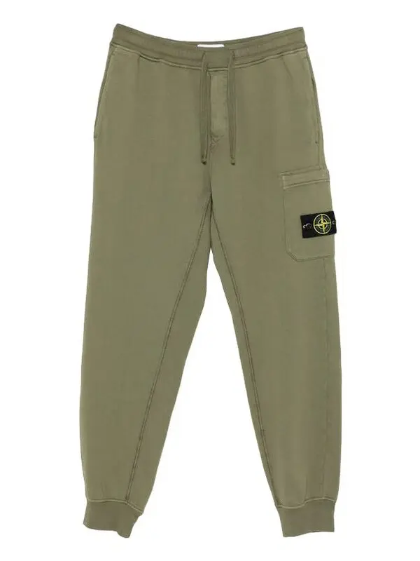 Stone Island Olive Cotton Cargo Track Pants - Green