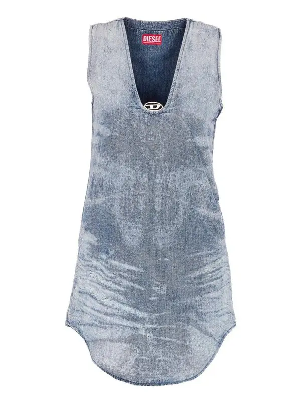DIESEL® Sleeveless V-neck Denim Dress - Blue