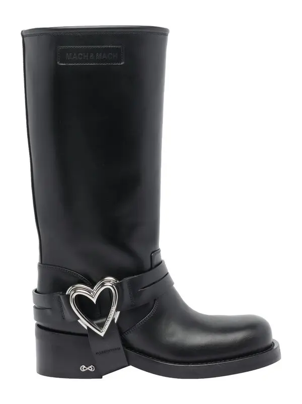 Mach & Mach Leather Effect Boots - Black
