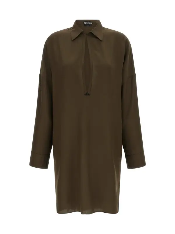 TOM FORD Crêpe De Chine Silk Tunic Dress - Green