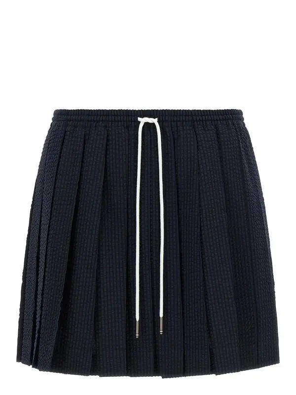 Thom Browne Striped Wool Pleated Mini Skirt - Blue