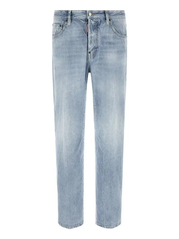 Dsquared2 642 Light Wash Vintage Effect Denim Jeans - Blue